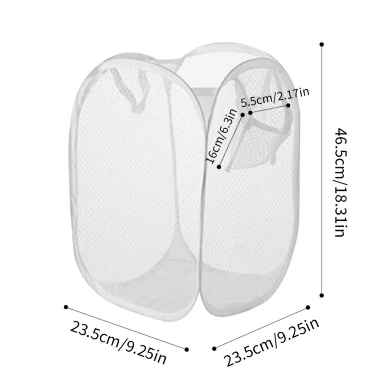 Folding Laundry Sorting Basket: Mesh Storage Bag