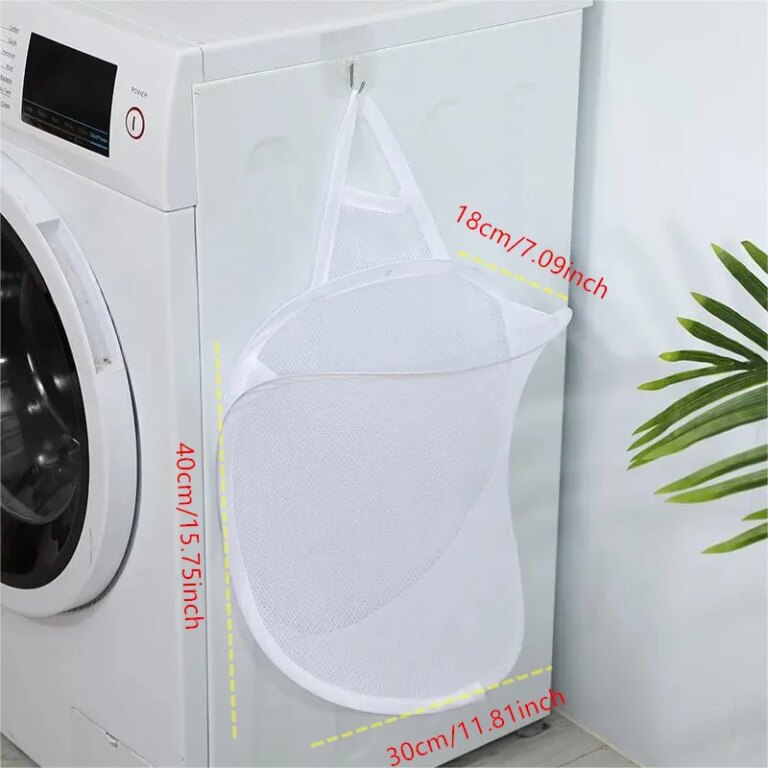 Folding Laundry Sorting Basket: Mesh Storage Bag