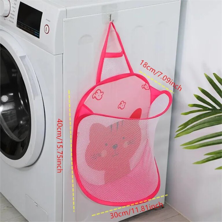 Folding Laundry Sorting Basket: Mesh Storage Bag